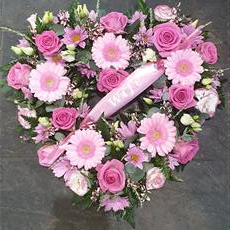 Pink Open Heart - Funeral Flowers St Helens